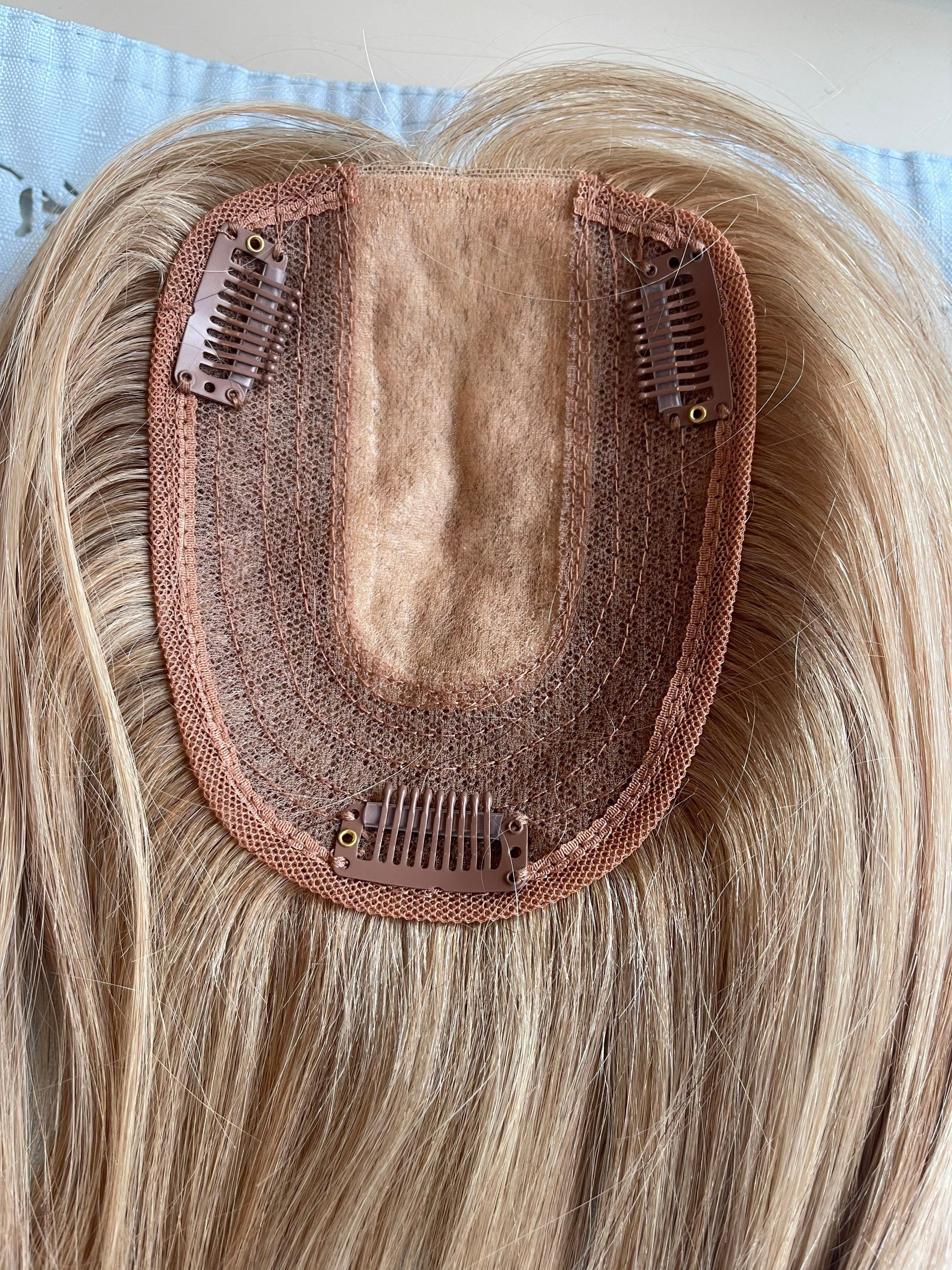 Custom Shawnette 14” No Bangs Light Density 100% Human Hair Topper Wig ...