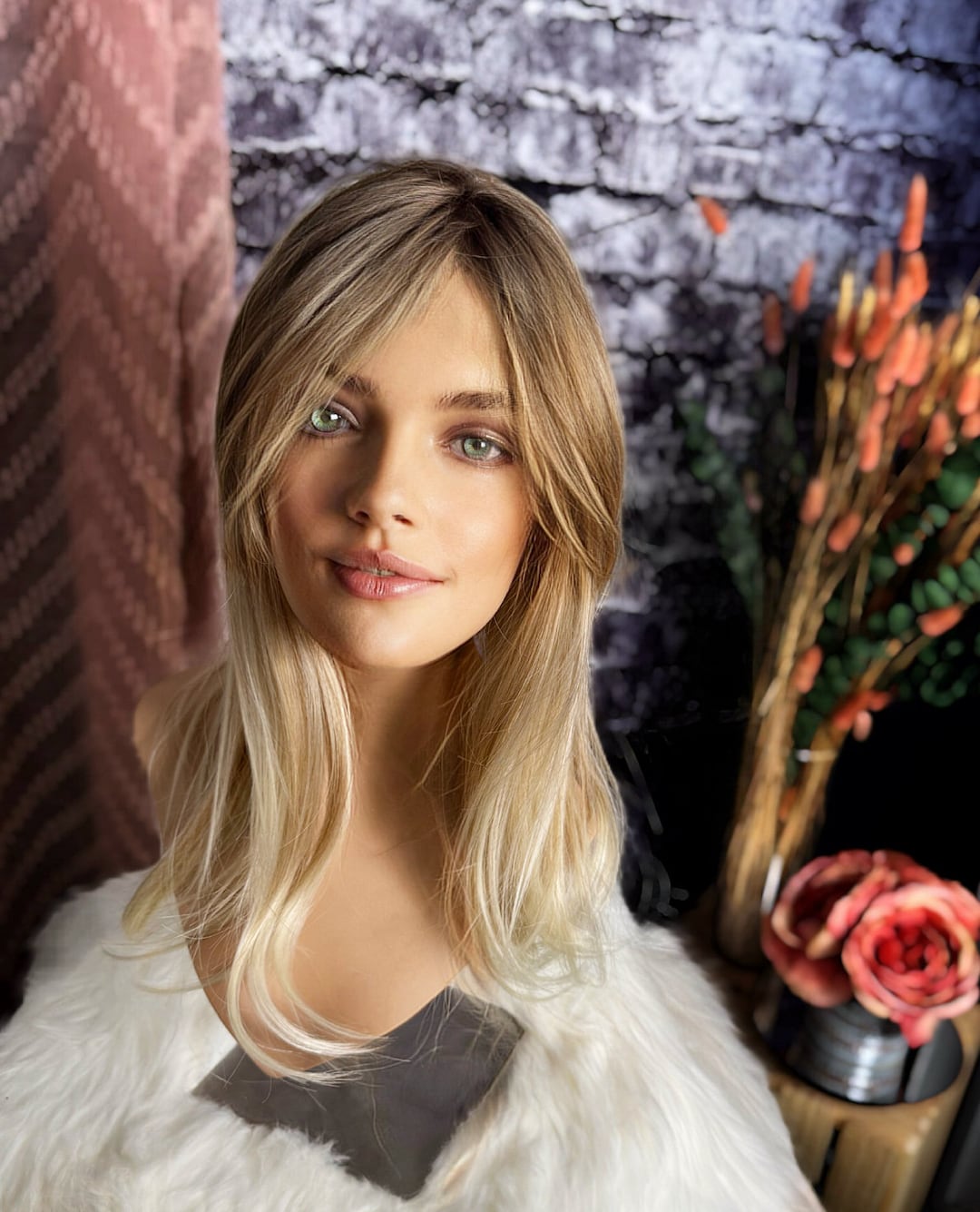 Rochelle Old Money Blonde Medium Blonde Ombre Topper Light Bangs Heat ...
