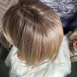 Rochelle Old Money Blonde Medium Blonde Ombre Topper Light Bangs Heat ...