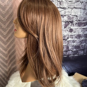 Coquette Warm Medium Brown Ombre Topper Light Bangs Heat Safe Synthetic ...