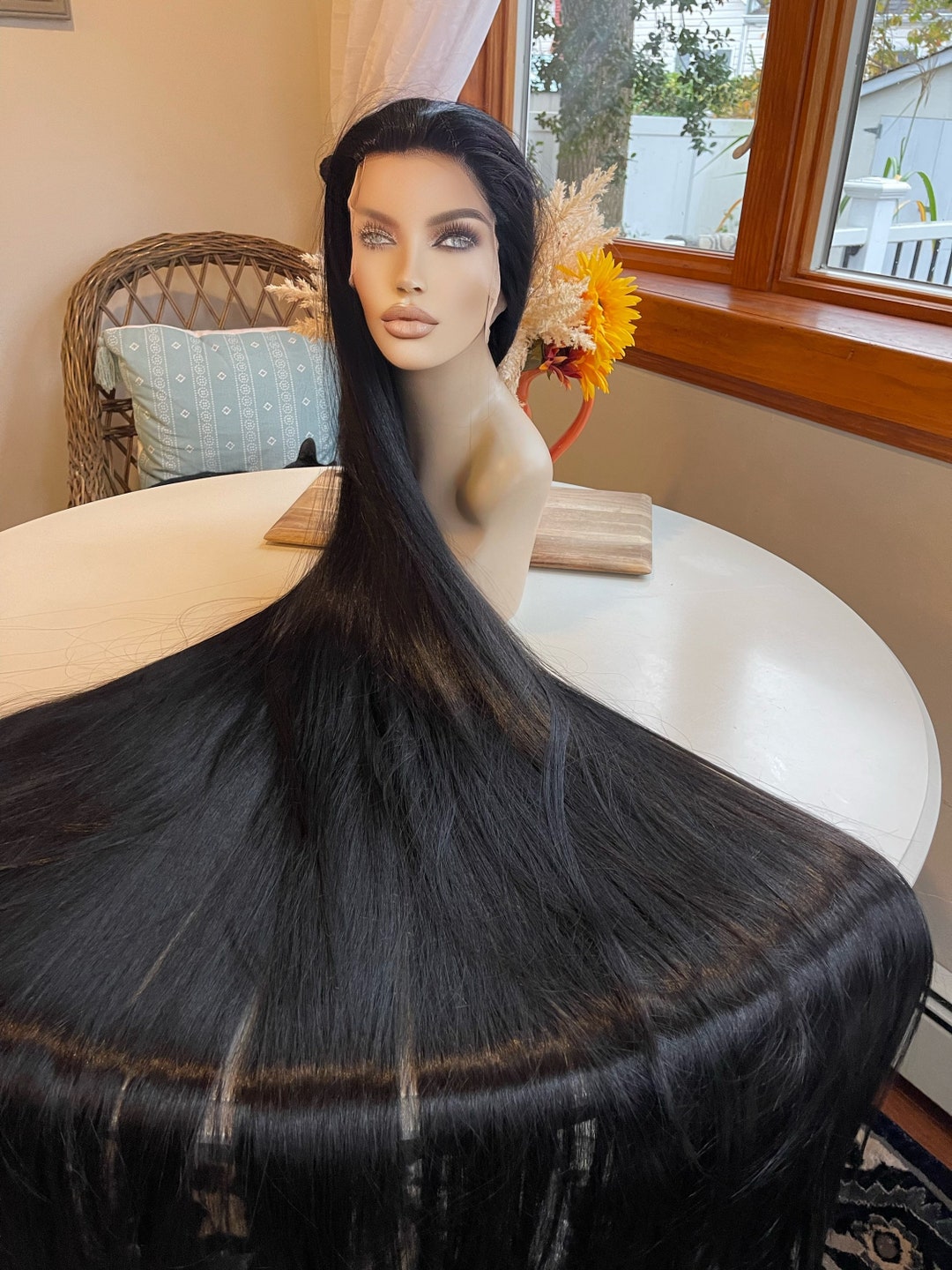 Jules Ultra Long 5 Feet Wig Sleek Wig Long Wig Jet Black Wig Lace ...