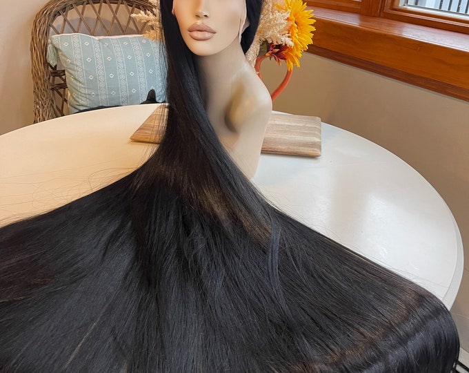 Jules Ultra Long 5 Feet Wig Sleek Wig Long Wig Jet Black Wig Lace ...