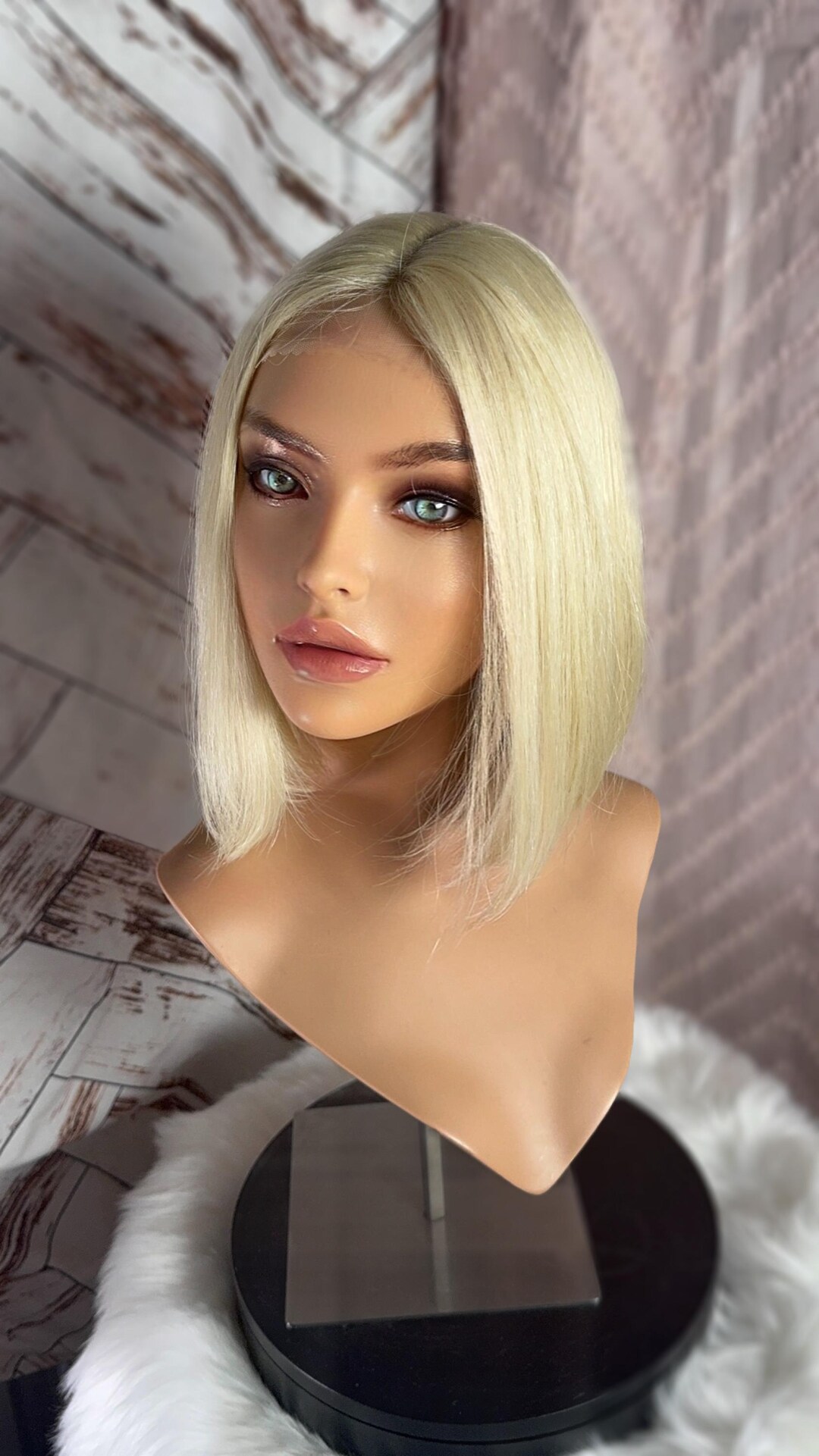 Pascal Short Human Blend Bob Wig Lace Front Wig Baby Blonde Wig ...