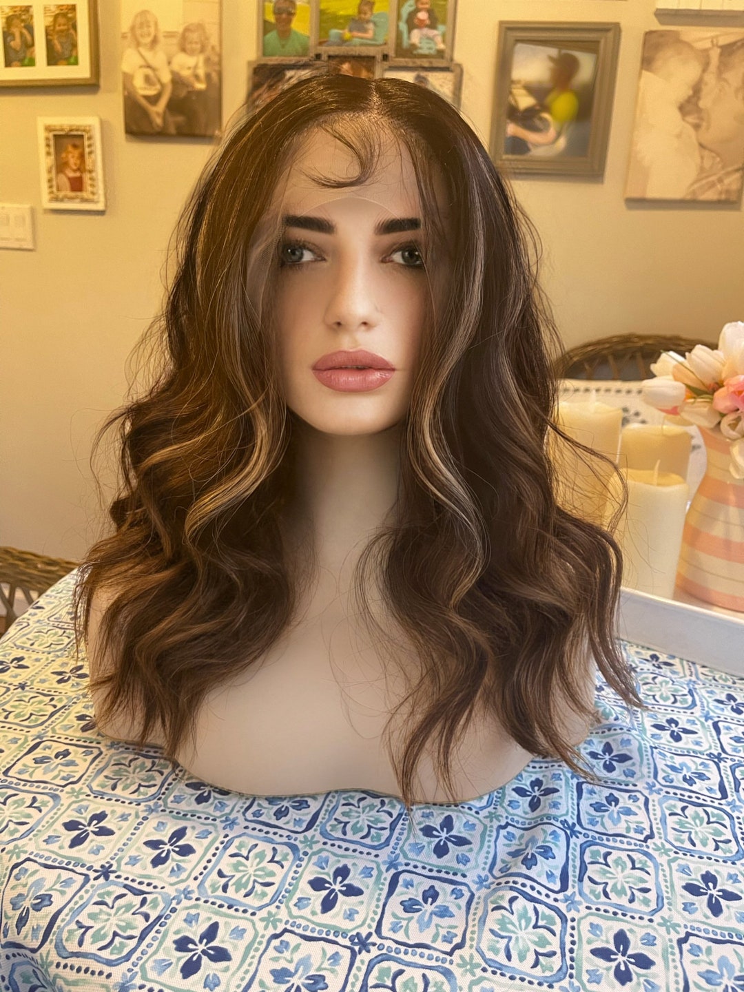 Allie Wig Brunette Ombre Highlights Wig With Warm Blend Mini Mono Top ...