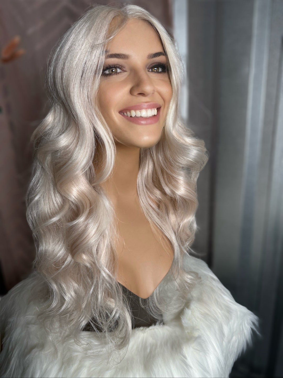 Jupiter Wig Pastel Blush Blonde Wig Loose Curl Hand Tied Lace-front Wig ...