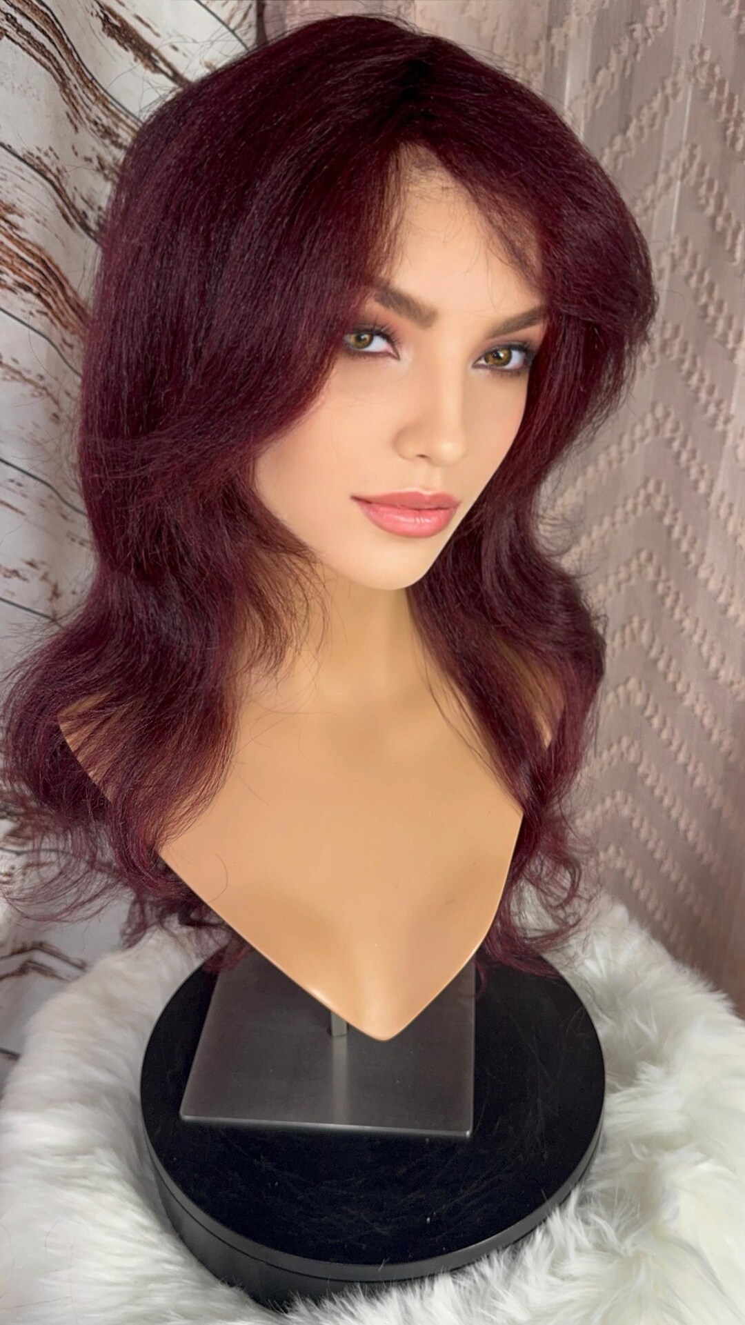 Jendra Layered Wig Shag Wig Layers Modified Wolf Cut Long Side Bang ...