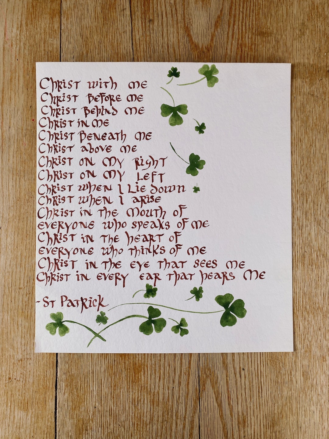 St Patrick Quote Christ Within Me Hand Drawn Calligraphy Script ...