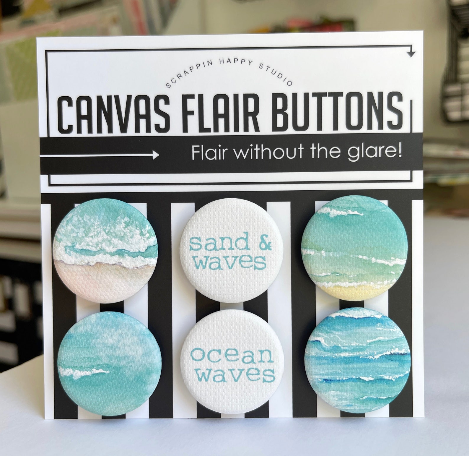 Sand and Waves Canvas Flair, Flair Buttons, Flair Buttons for ...