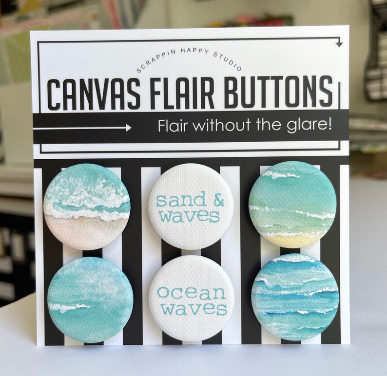 Sand and Waves Canvas Flair, Flair Buttons, Flair Buttons for ...
