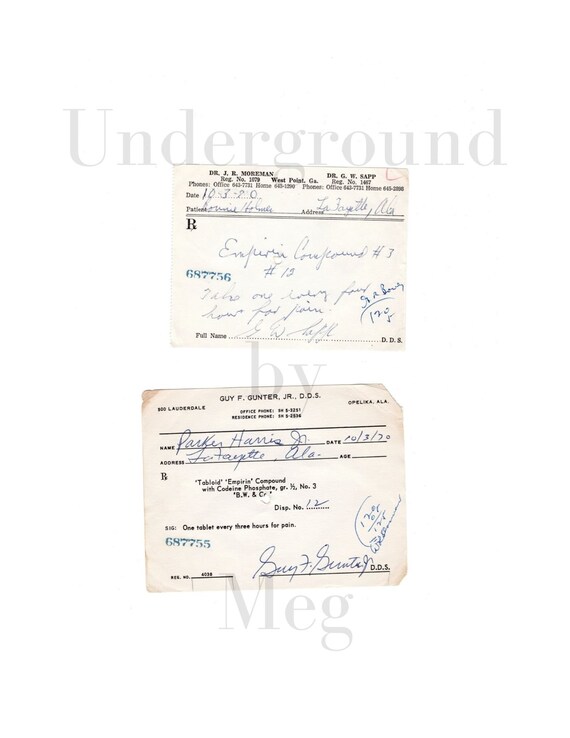 Materials Card Making & Stationery Vintage Ephemera Handwritten Medical ...