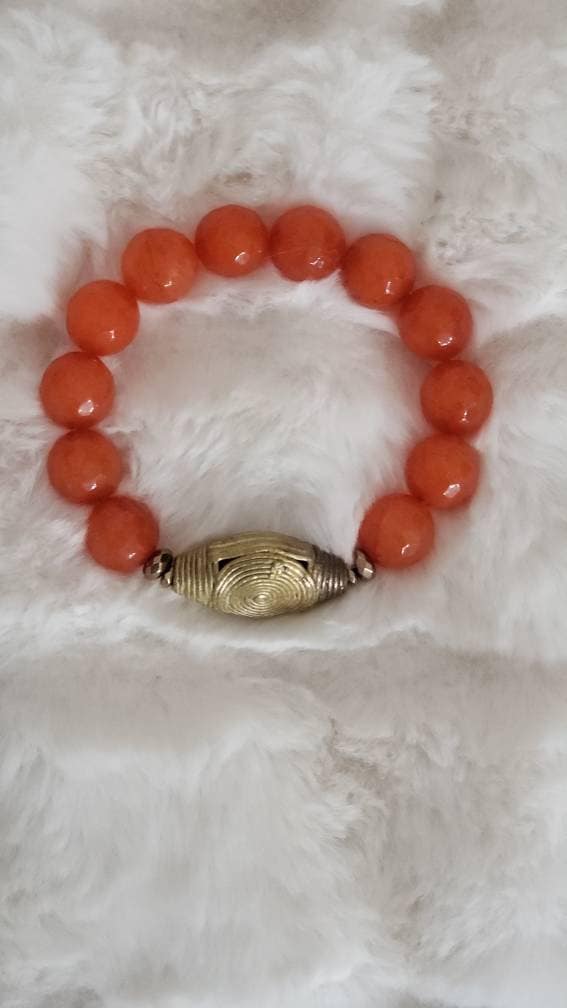 Pulseras fire Agate Jade y Latón - Etsy España
