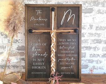 Wedding Cord of Three Strands Ceremony Cross Natural Wood & Rope Unity ...