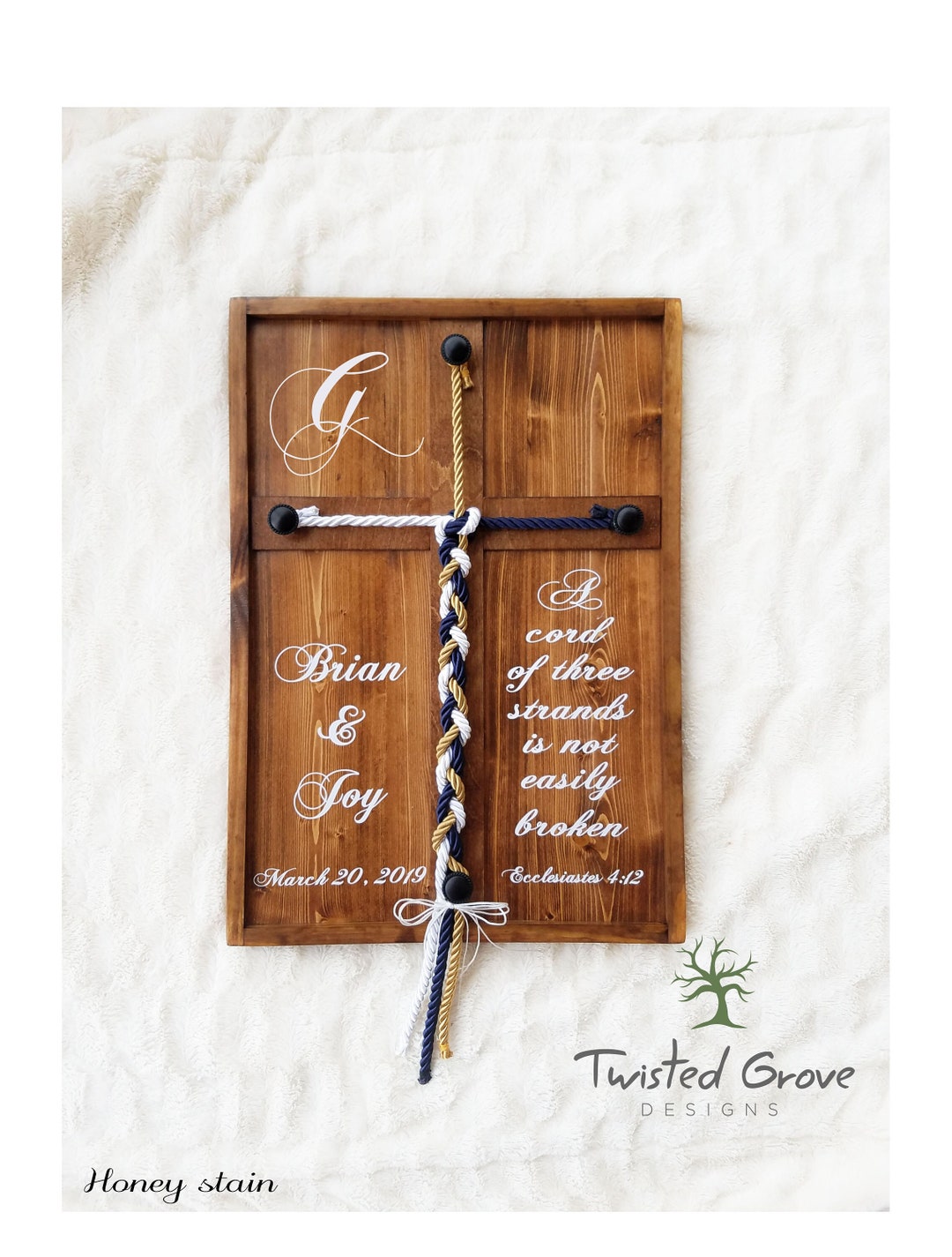 A Cord of Three Strands Unity Ceremony Braided Cross Sign With Custom ...