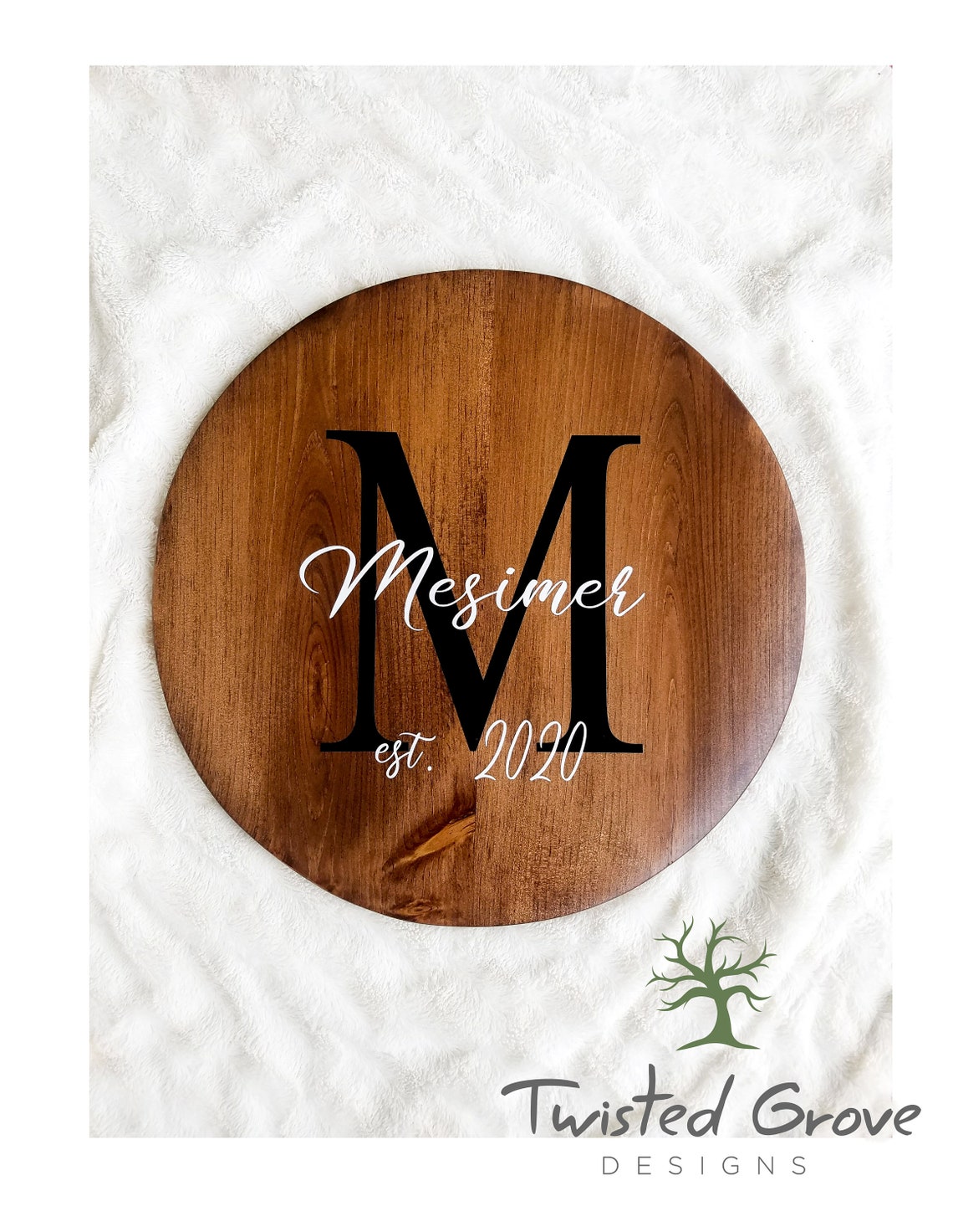 Monogram Circle Wood Established Sign Wedding Guest Book | Etsy