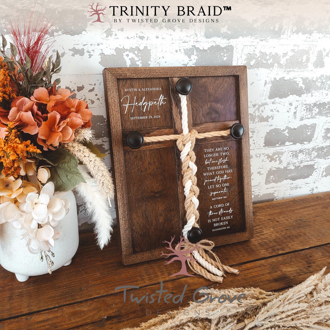 Personalized Trinity Braid Cross | Custom Unity Ceremony Sign | A Cord of Three Strands ...
