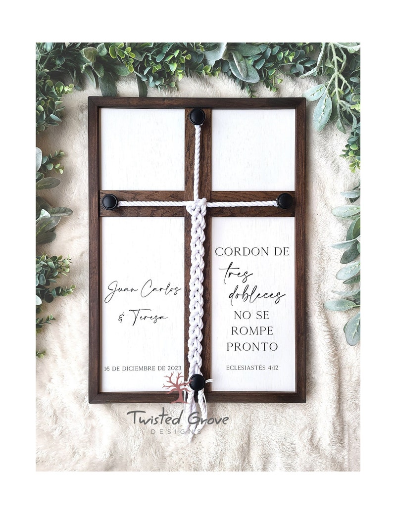 SPANISH | A Cord of Three Strands Unity Ceremony Braided Cord Cross ...