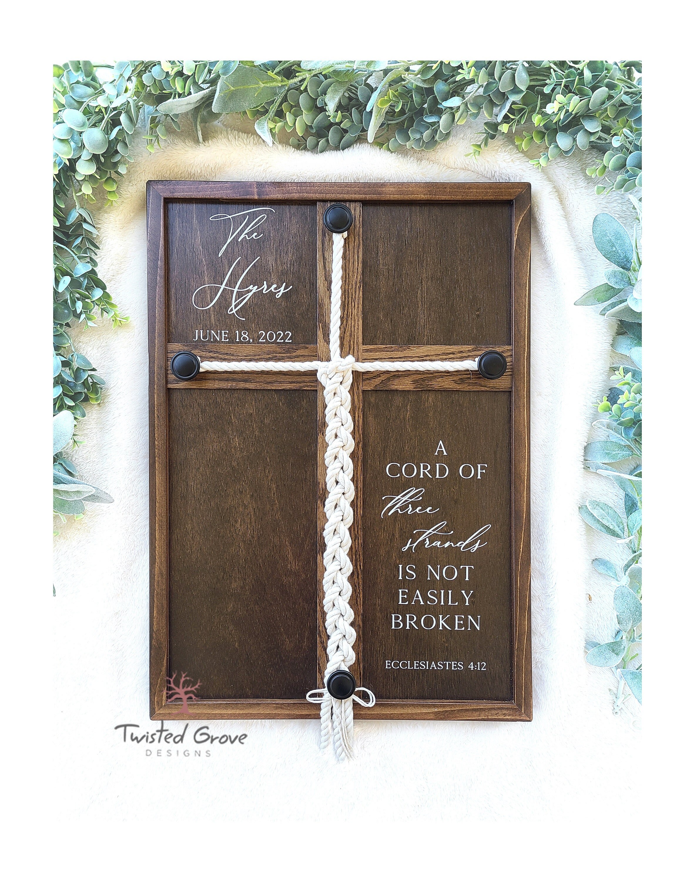 A Cord of Three Strands unity ceremony braided cord cross sign, wedding ...