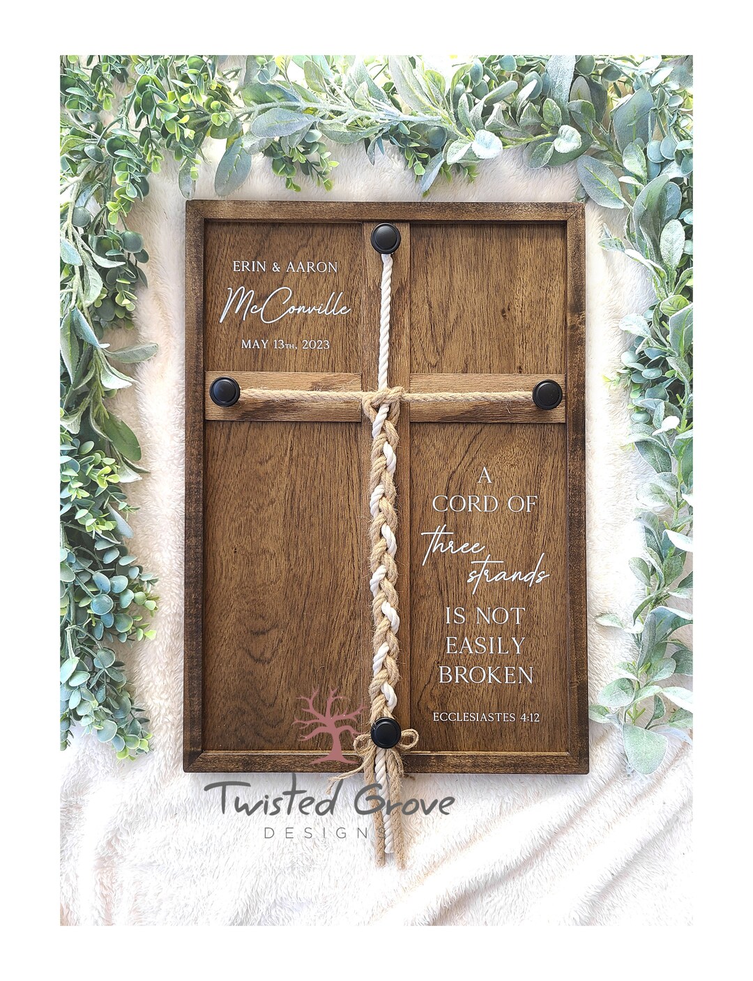 A Cord of Three Strands Unity Ceremony Braided Cross Cotton & Jute ...