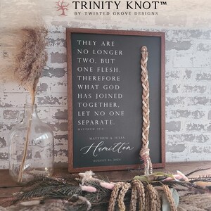 Personalized Trinity Knot Unity Sign Moody Dark Green With Matthew 19:6 ...