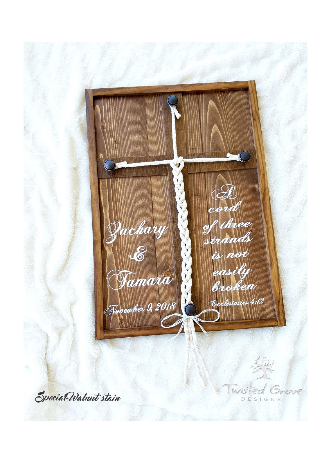 A Cord of Three Strands Is Not Easily Broken wood framed cross | Etsy