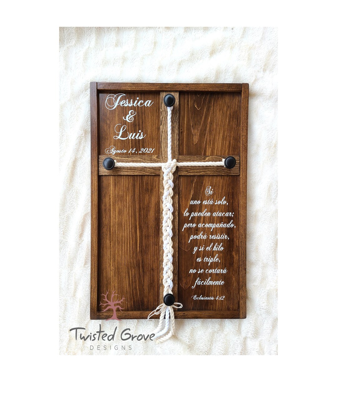 Spanish | A Cord of Three Strands Unity Ceremony Braided Cord Cross ...