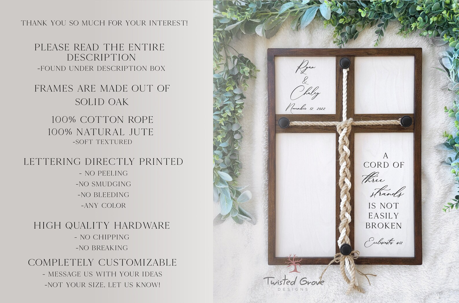 A Cord of Three Strands Unity Ceremony Braided Cord Cross Sign With ...