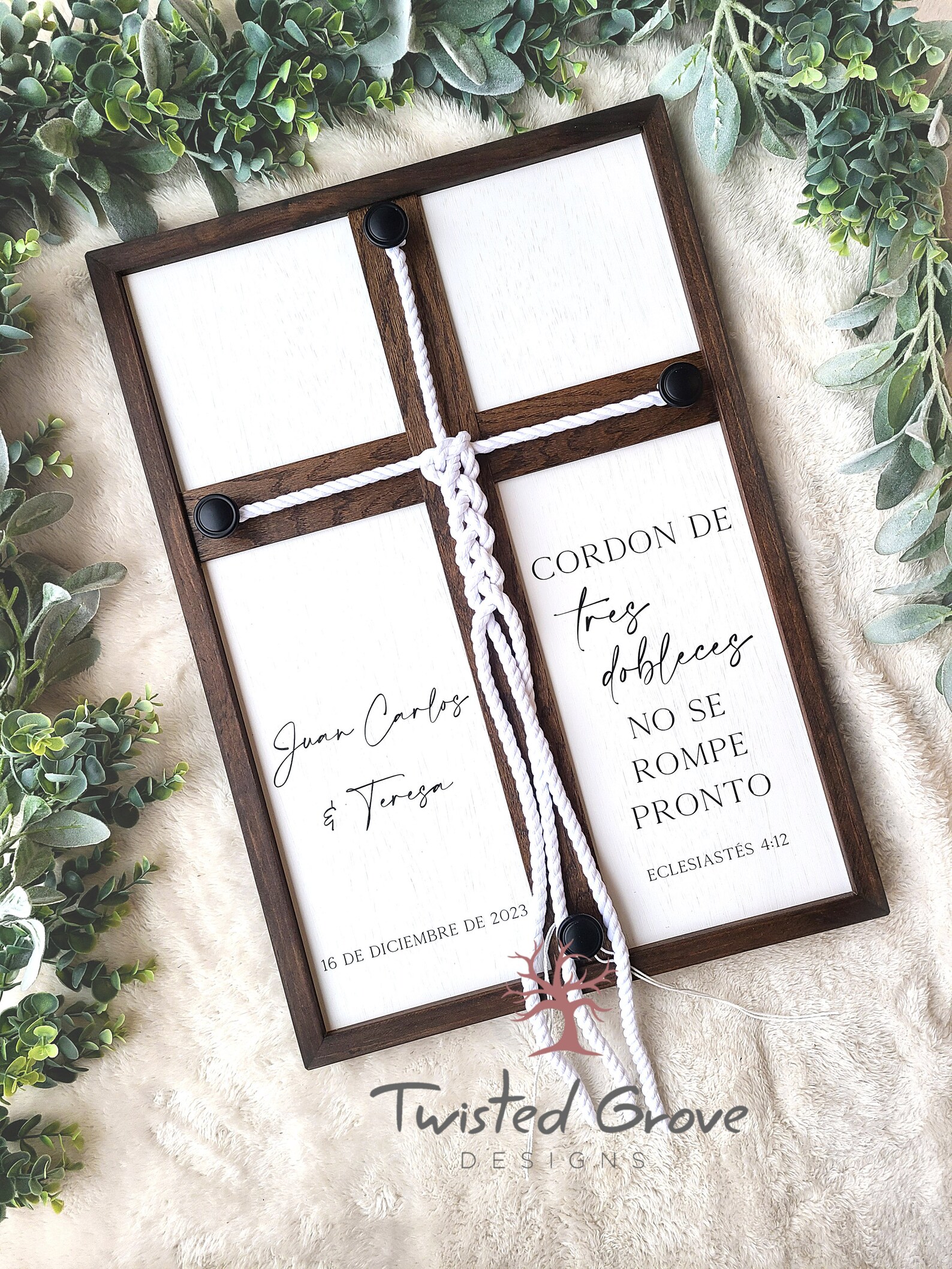 SPANISH | A Cord of Three Strands Unity Ceremony Braided Cord Cross ...