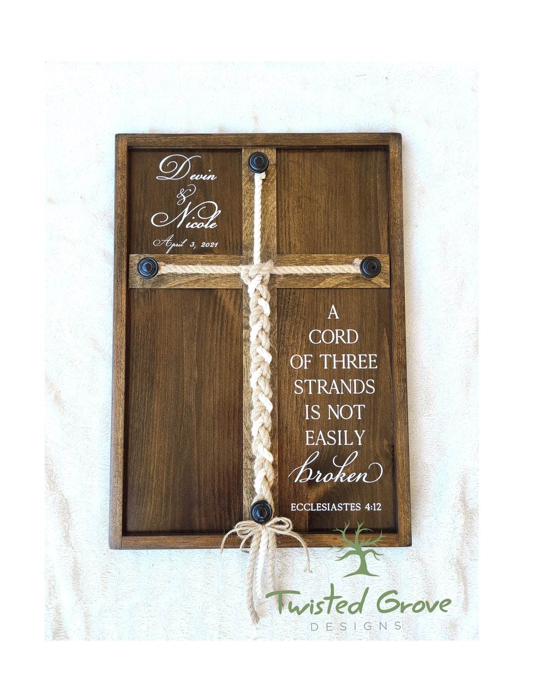 A Cord of Three Strands Unity Ceremony Braided Cord Cross Sign, Wedding ...