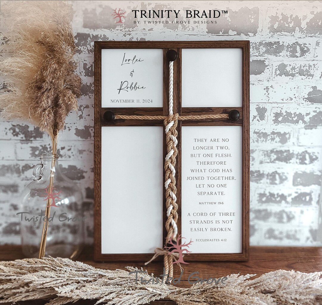 Custom Unity Ceremony Sign - Personalized Cross Board With Cord of ...