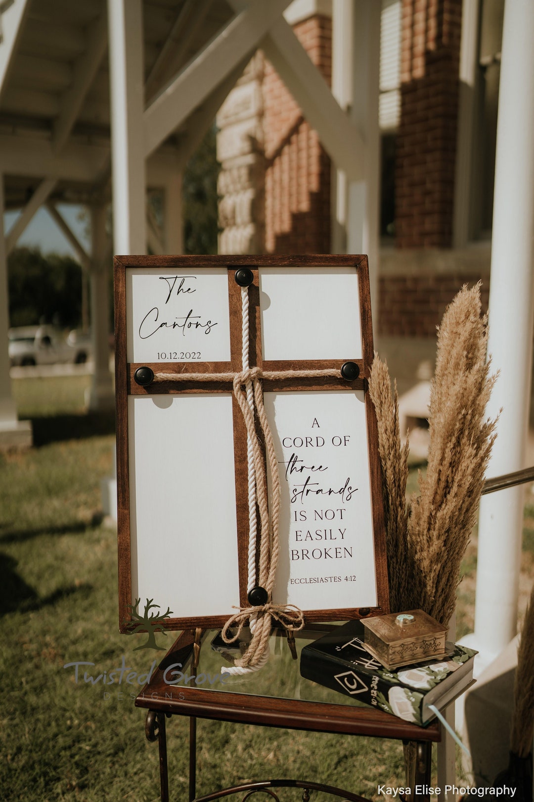 A Cord of Three Strands Unity Ceremony Idea Cross Braid Wedding Signage ...