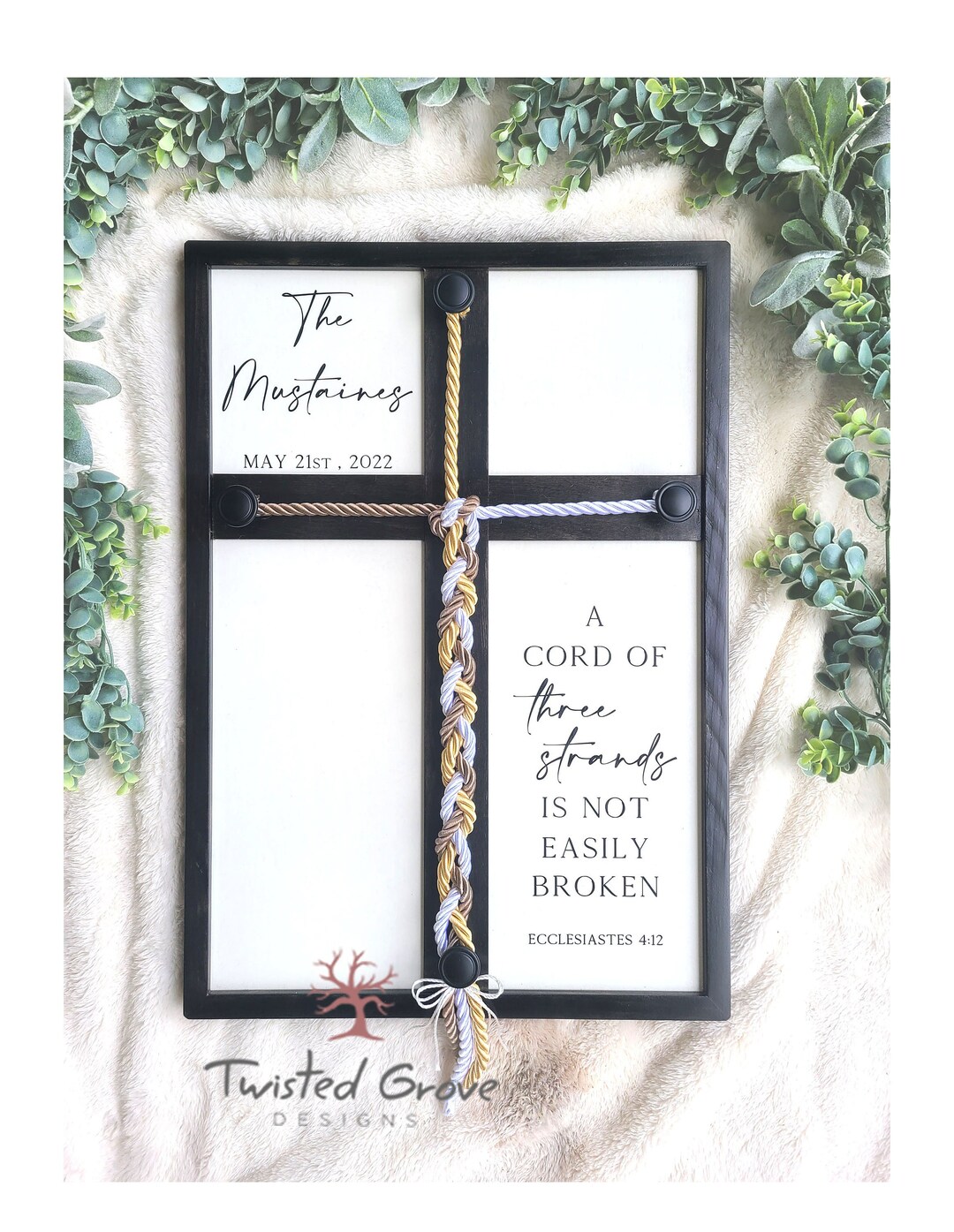 A Cord of Three Strands Unity Ceremony Braided Cord Cross Sign With ...