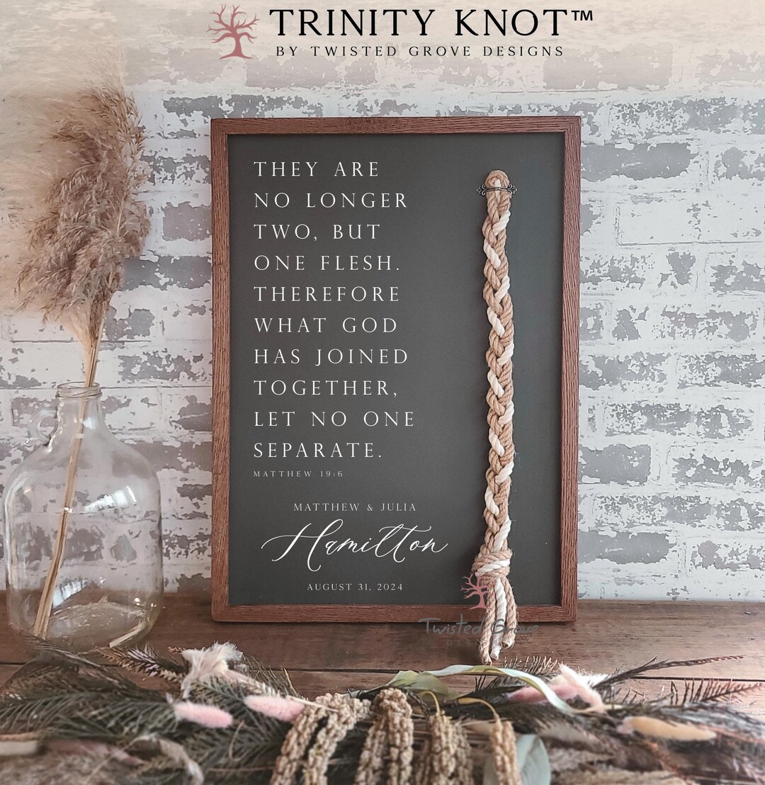 Personalized Trinity Knot Unity Sign Moody Dark Green With Matthew 19:6 ...