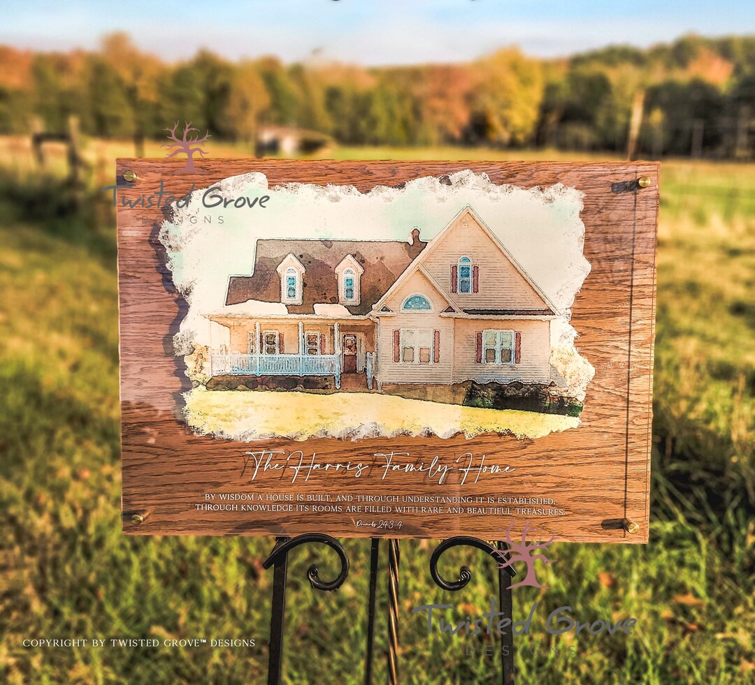 Custom Acrylic House Picture Print | Personalized Watercolor Home Decor ...