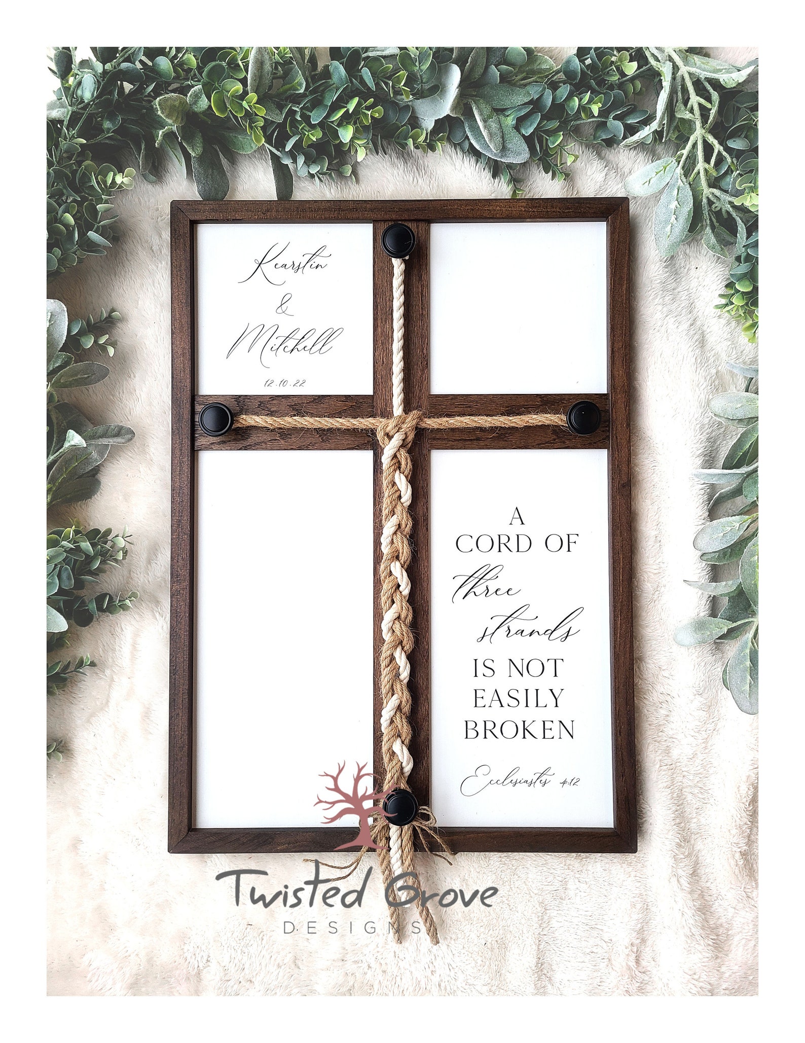 A Cord of Three Strands Unity Ceremony Braided Cord Cross Sign With ...