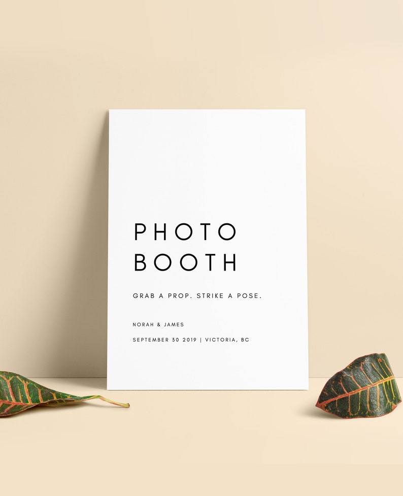 Wedding Photo Booth Sign - Modern - Wedding Photo Booth PDF - Reception ...
