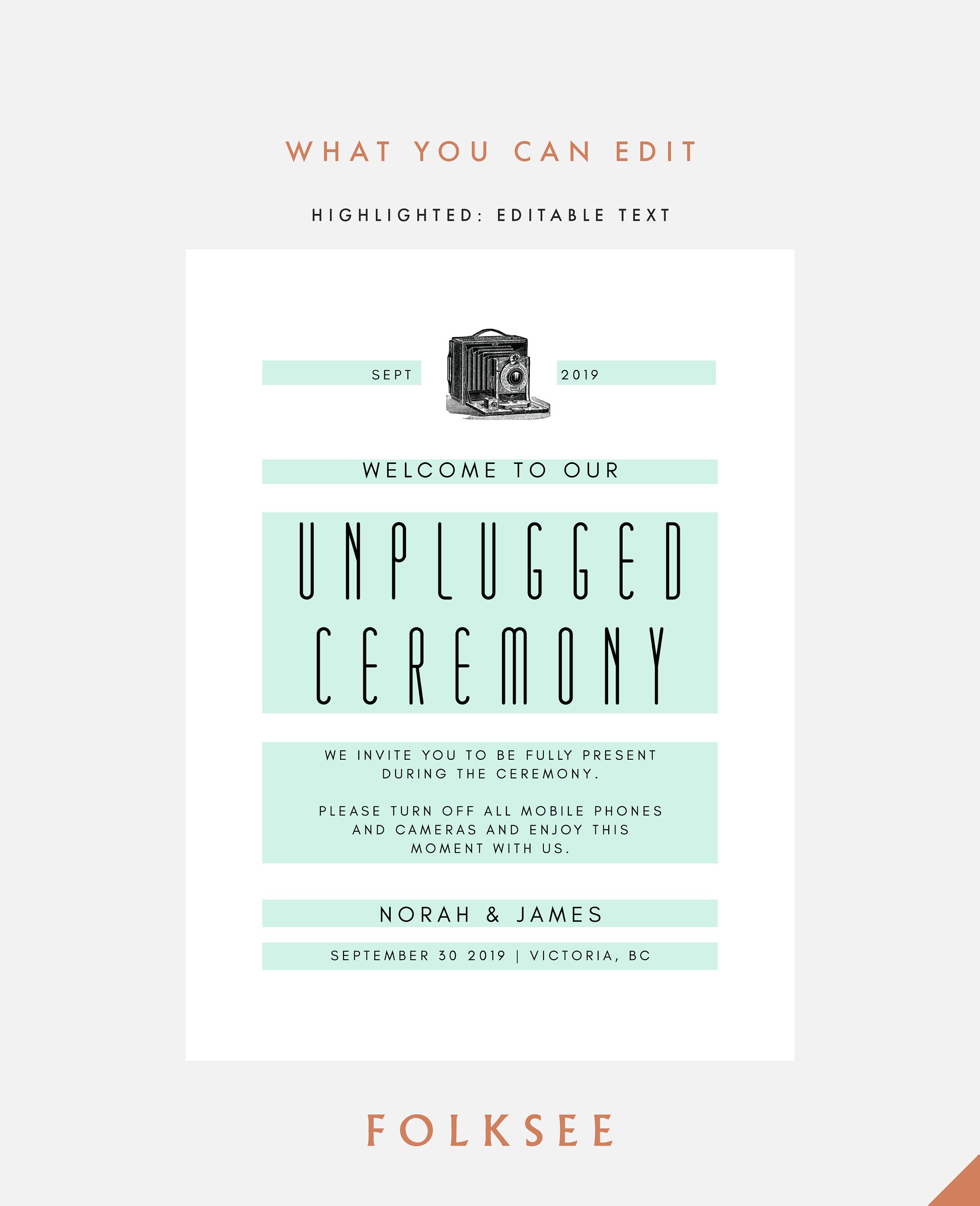 Unplugged Ceremony Sign - Art Deco Wedding Sign - Unplugged Sign ...