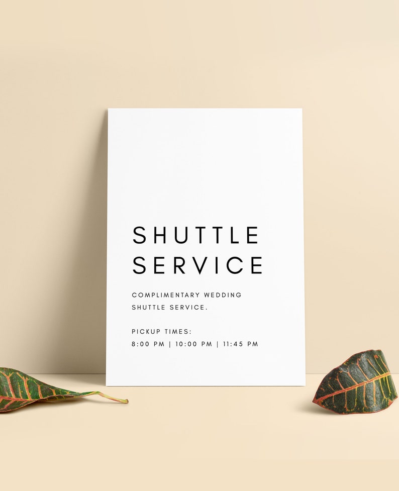 Shuttle Service Sign - Modern - Wedding Shuttle Sign - Shuttle Sign ...