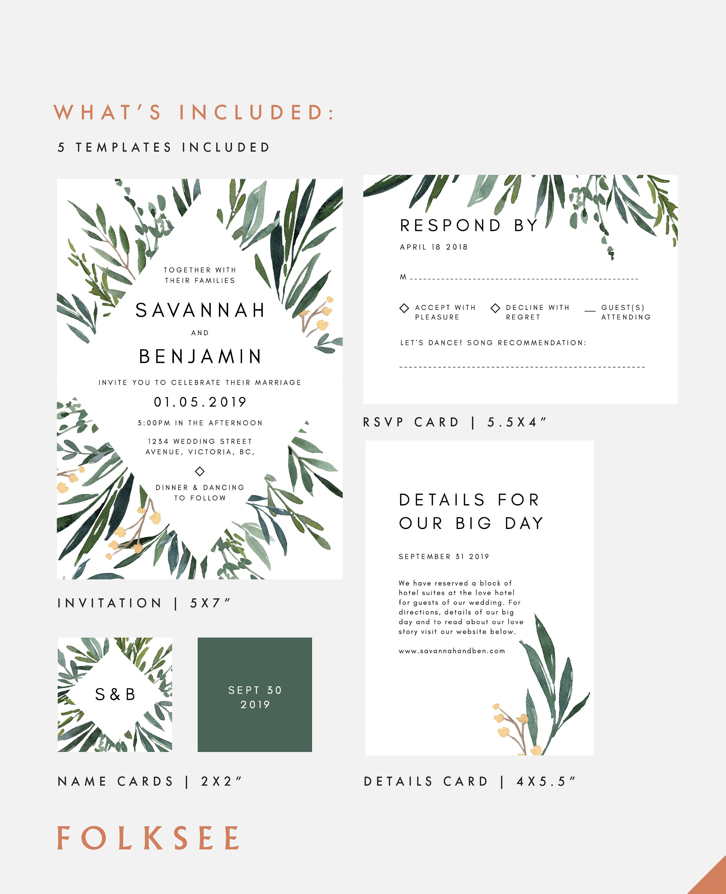 Greenery Wedding Invitation Nature Wedding Invitation - Etsy