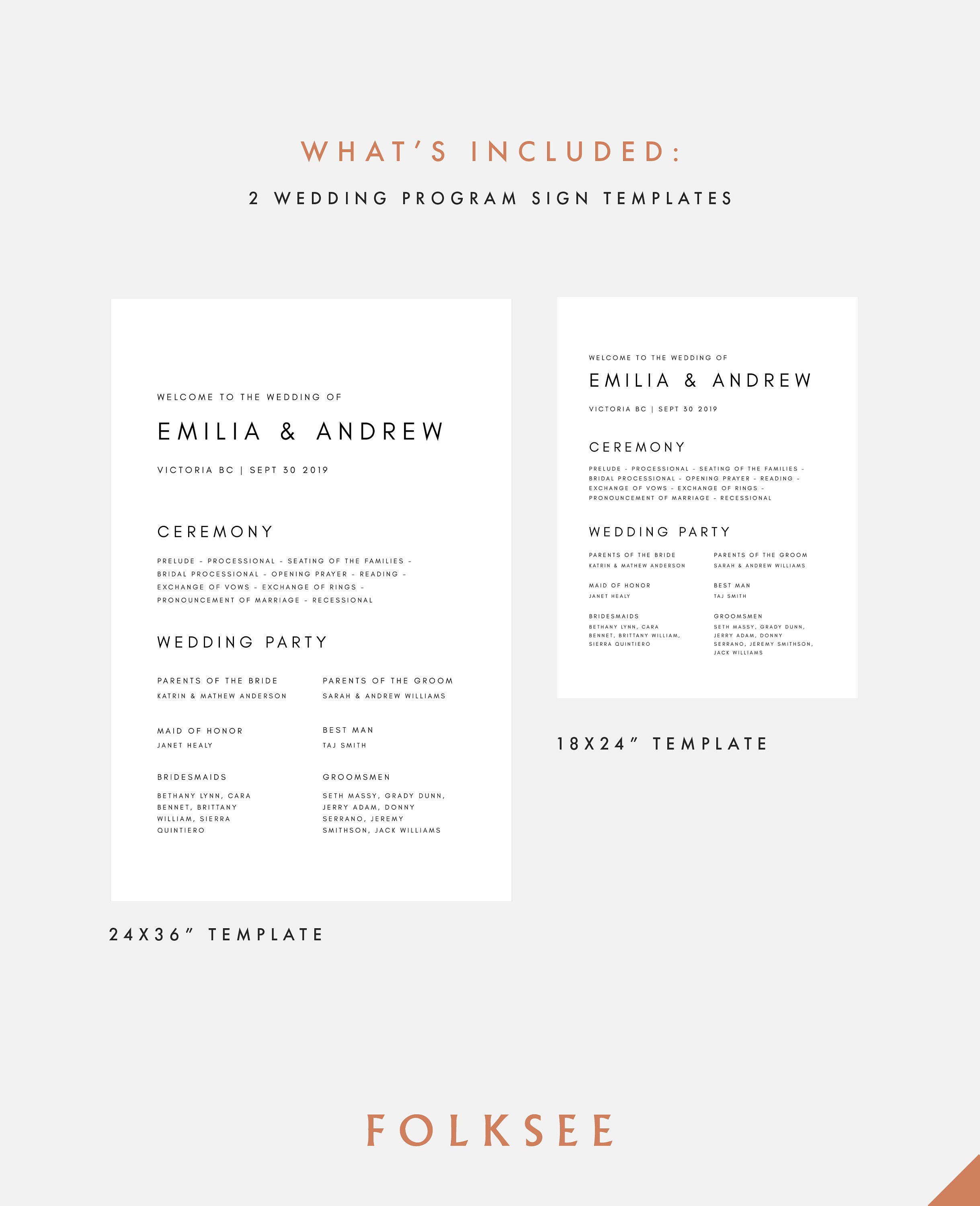 Modern Wedding Program Sign - Wedding Welcome Sign - Wedding Ceremony ...