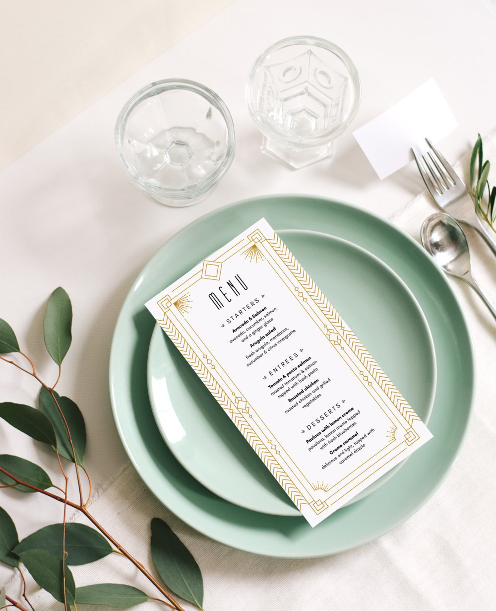 Art Deco Menu - Printable Wedding Menu - Wedding Menu Template - Great ...