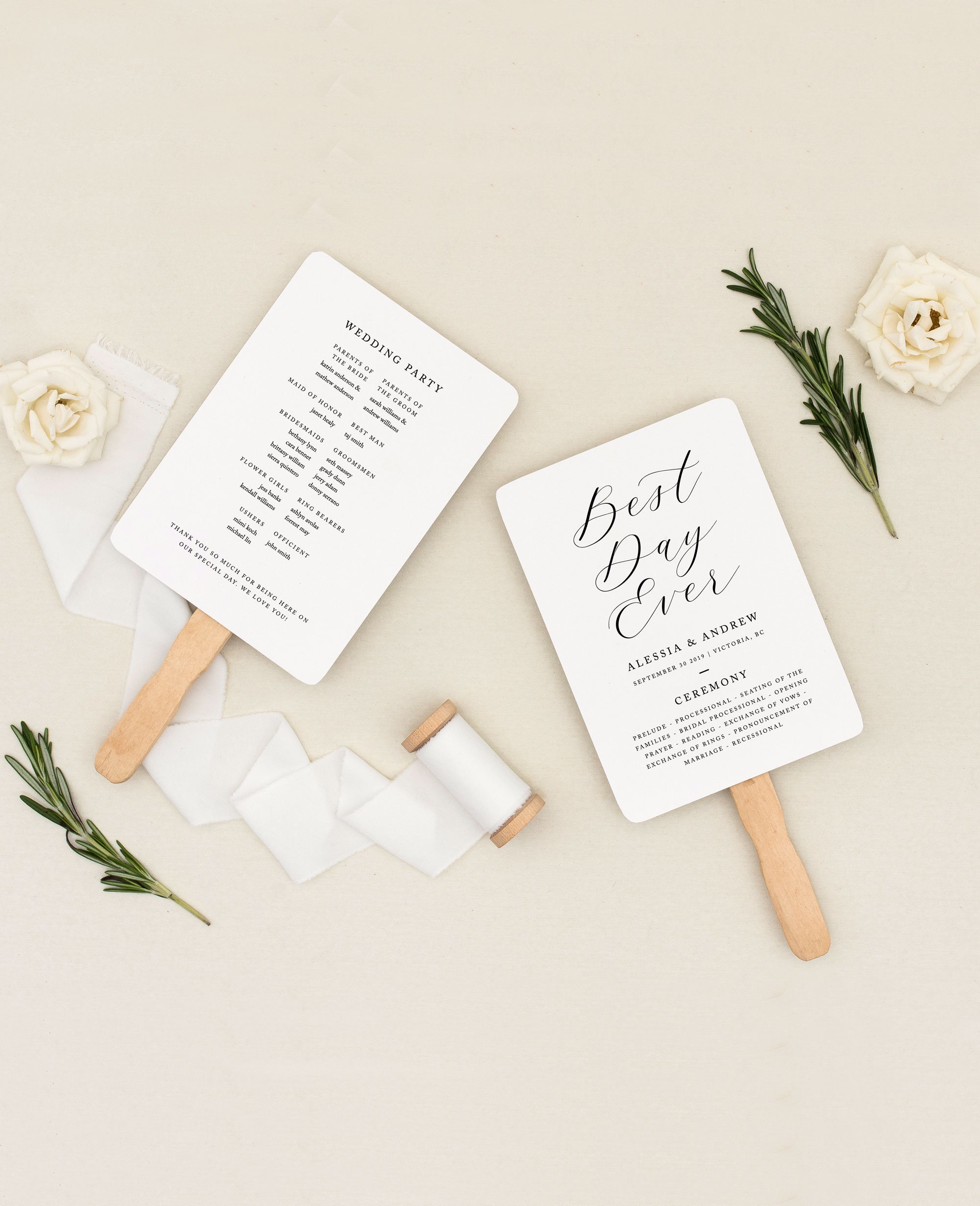 Wedding Program Fan Best Day Ever Wedding Program Template Printable ...