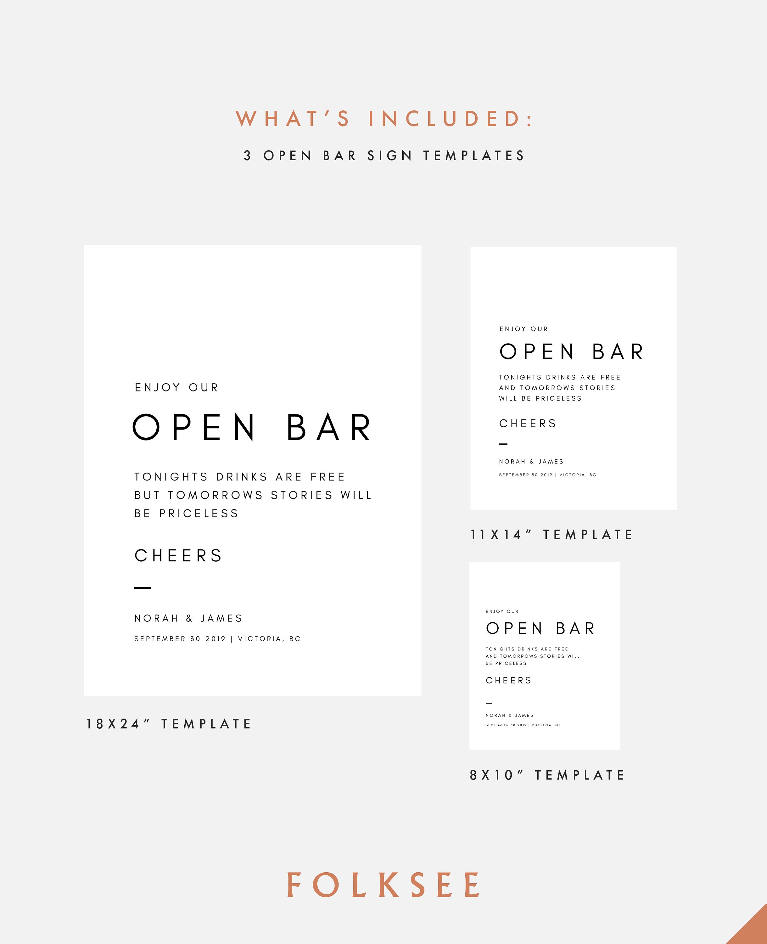 Open Bar Sign Modern Cocktail Sign Wedding Bar Menu Sign Bar Menu Sign ...