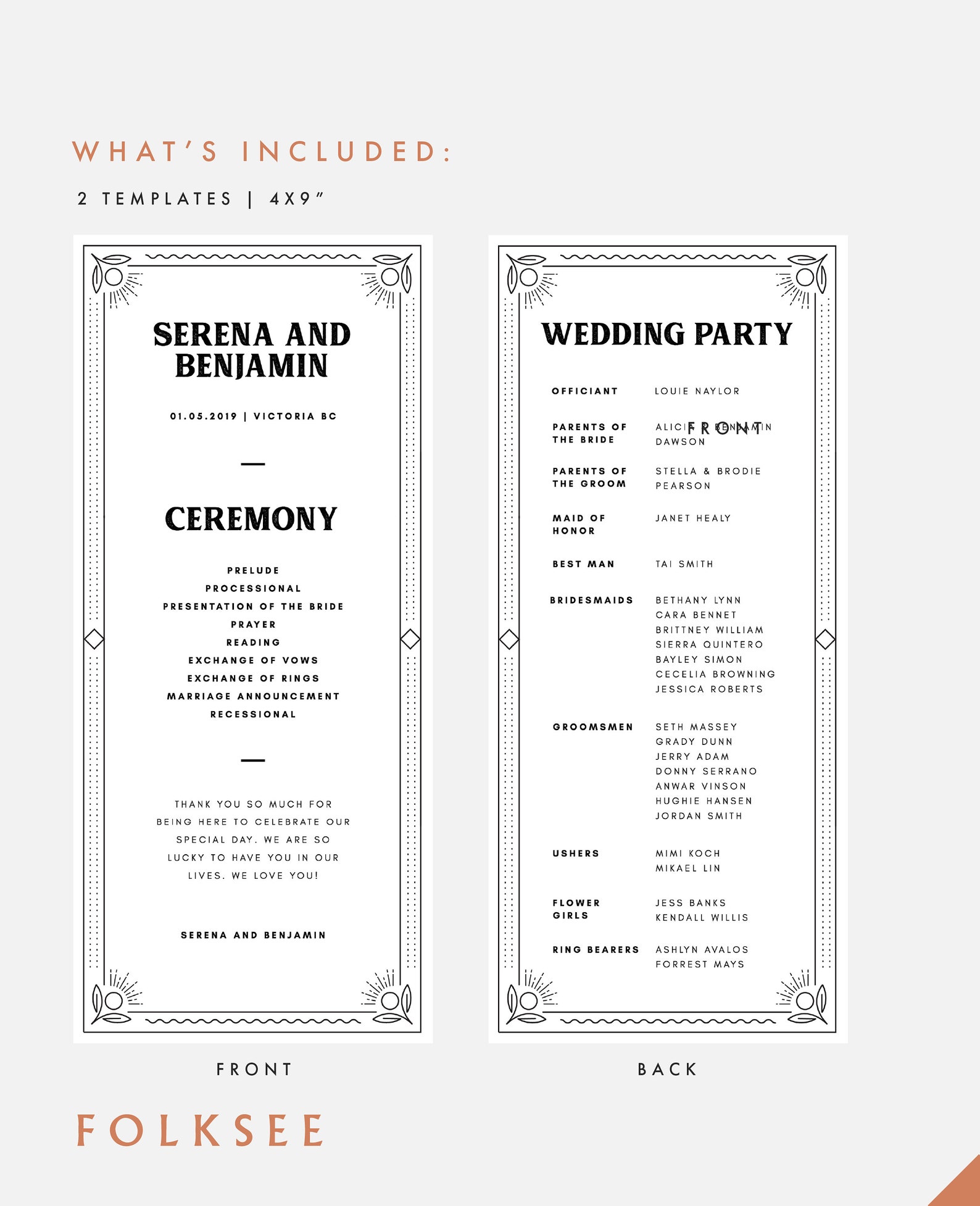 Art Deco Wedding Program Template Wedding Program - Etsy