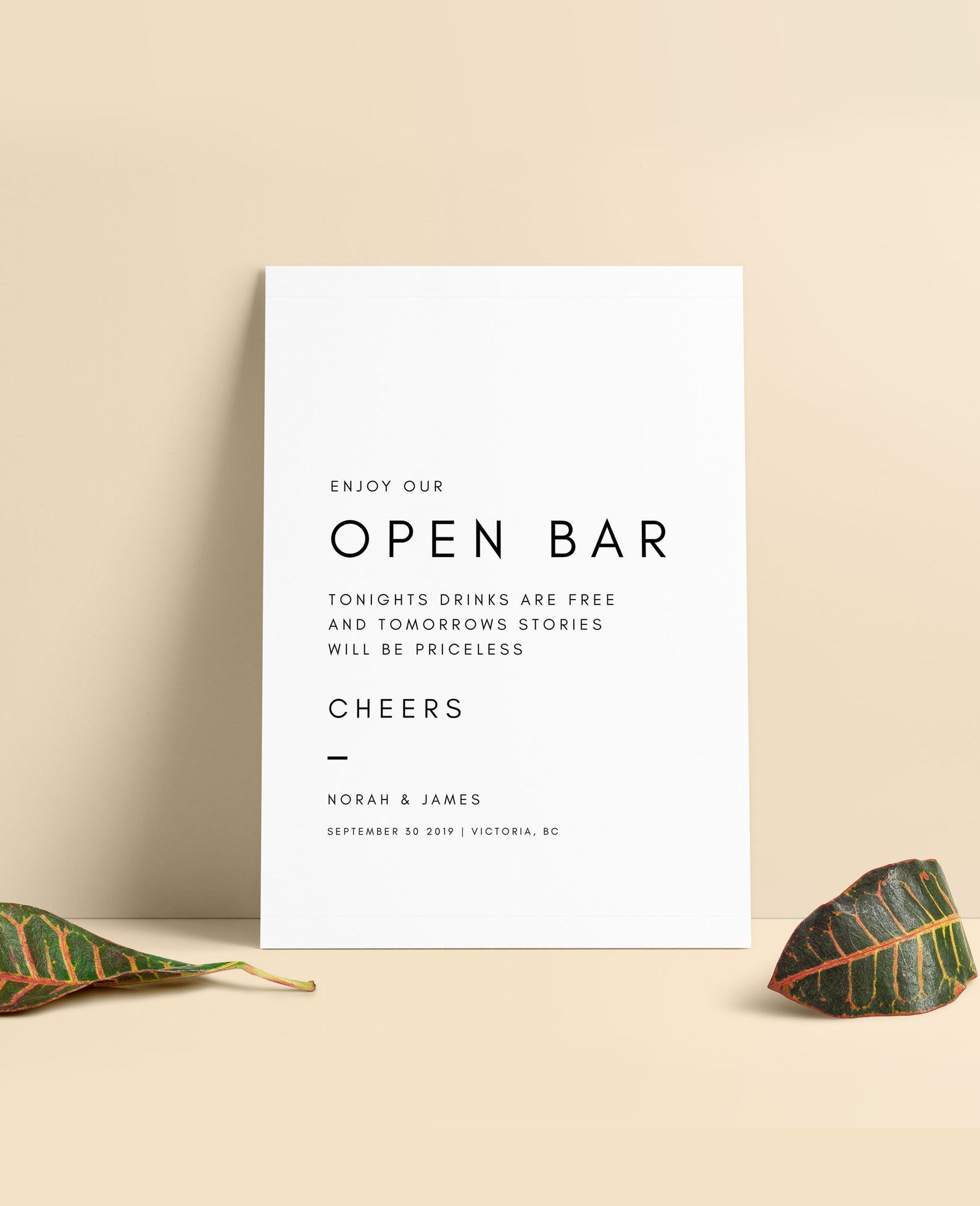 Open Bar Sign Modern Cocktail Sign Wedding Bar Menu Sign Bar Menu Sign ...