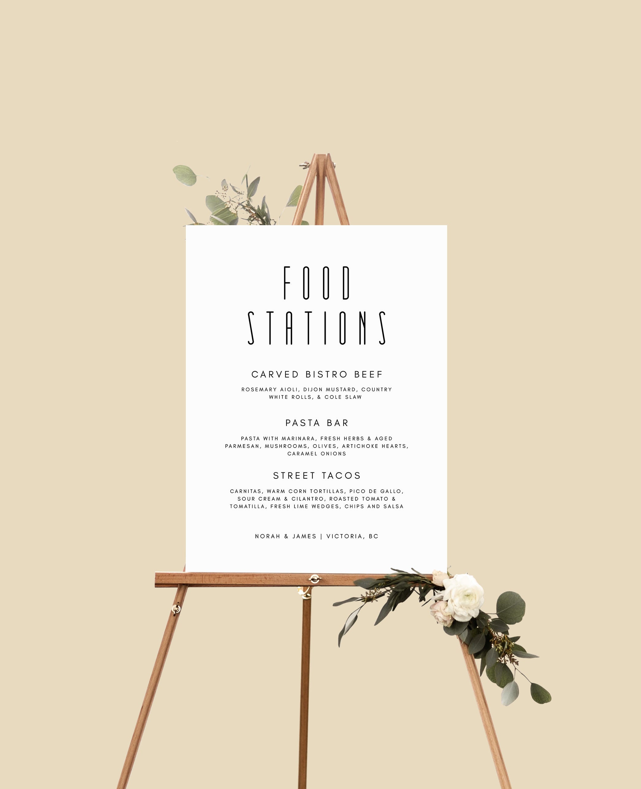 Food Menu Sign - Modern Wedding Sign - Menu Sign - Wedding Sign ...