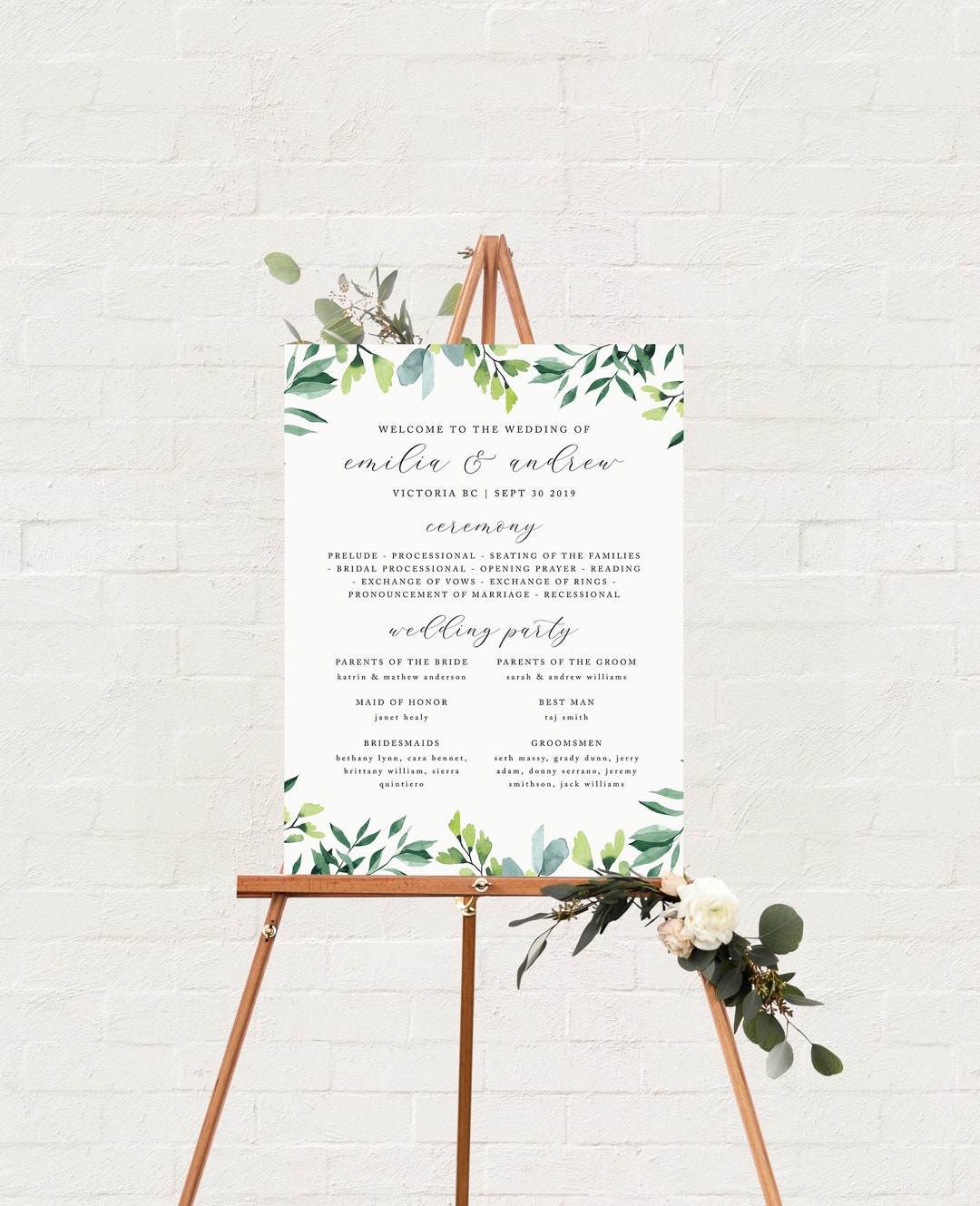 Wedding Program Sign - Wedding Welcome Sign - Wedding Ceremony Sign ...
