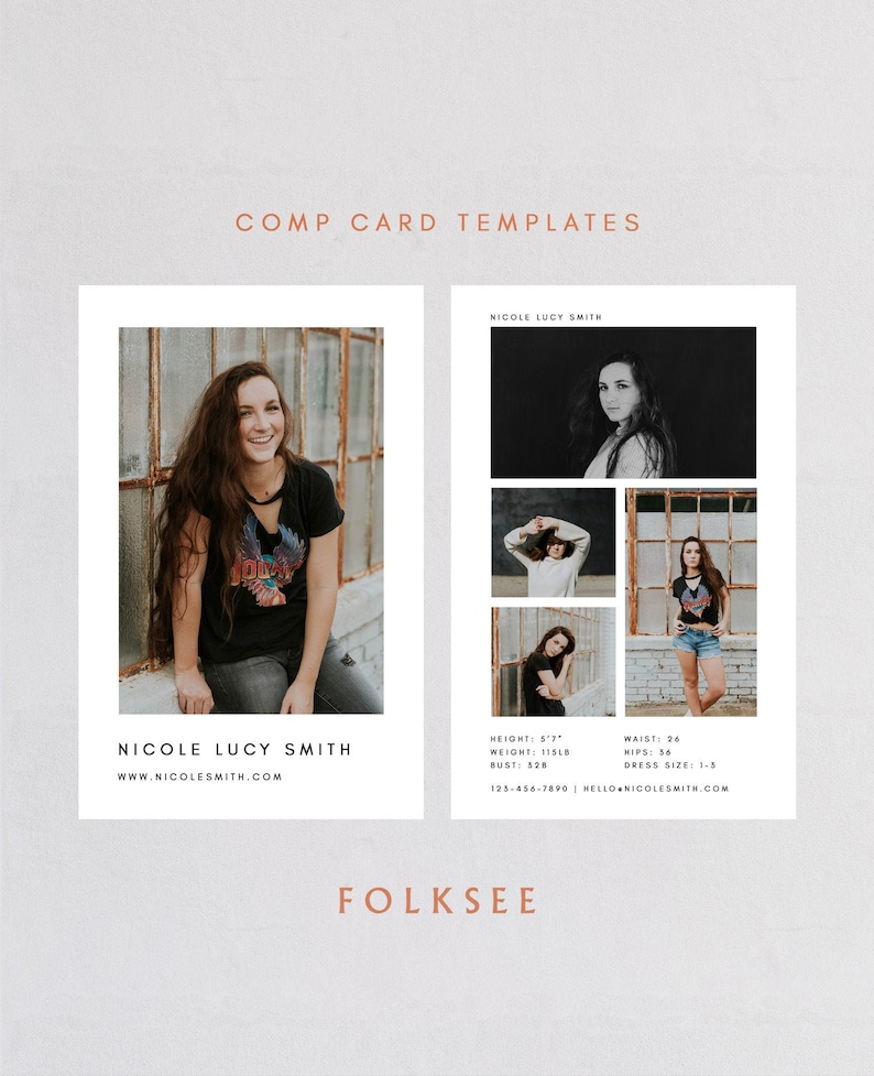 Comp Card Template - Modeling Comp Card - Fashion Comp Card - Zed Card ...
