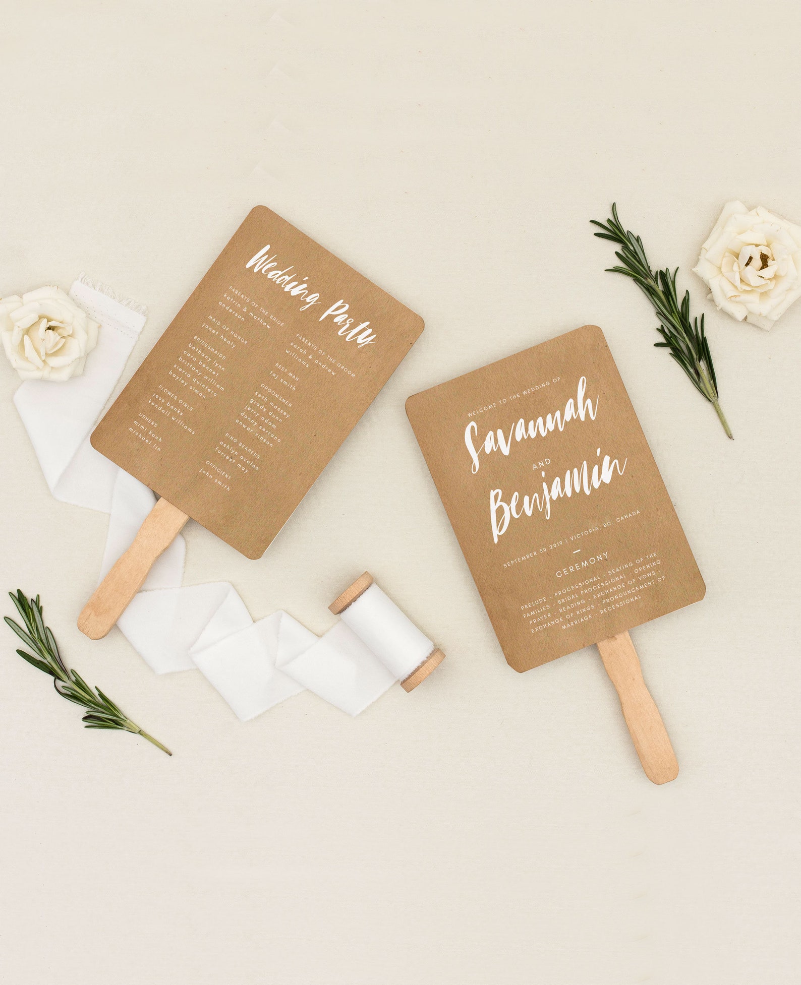 Wedding Program Fan Rustic Wedding Program Template | Etsy