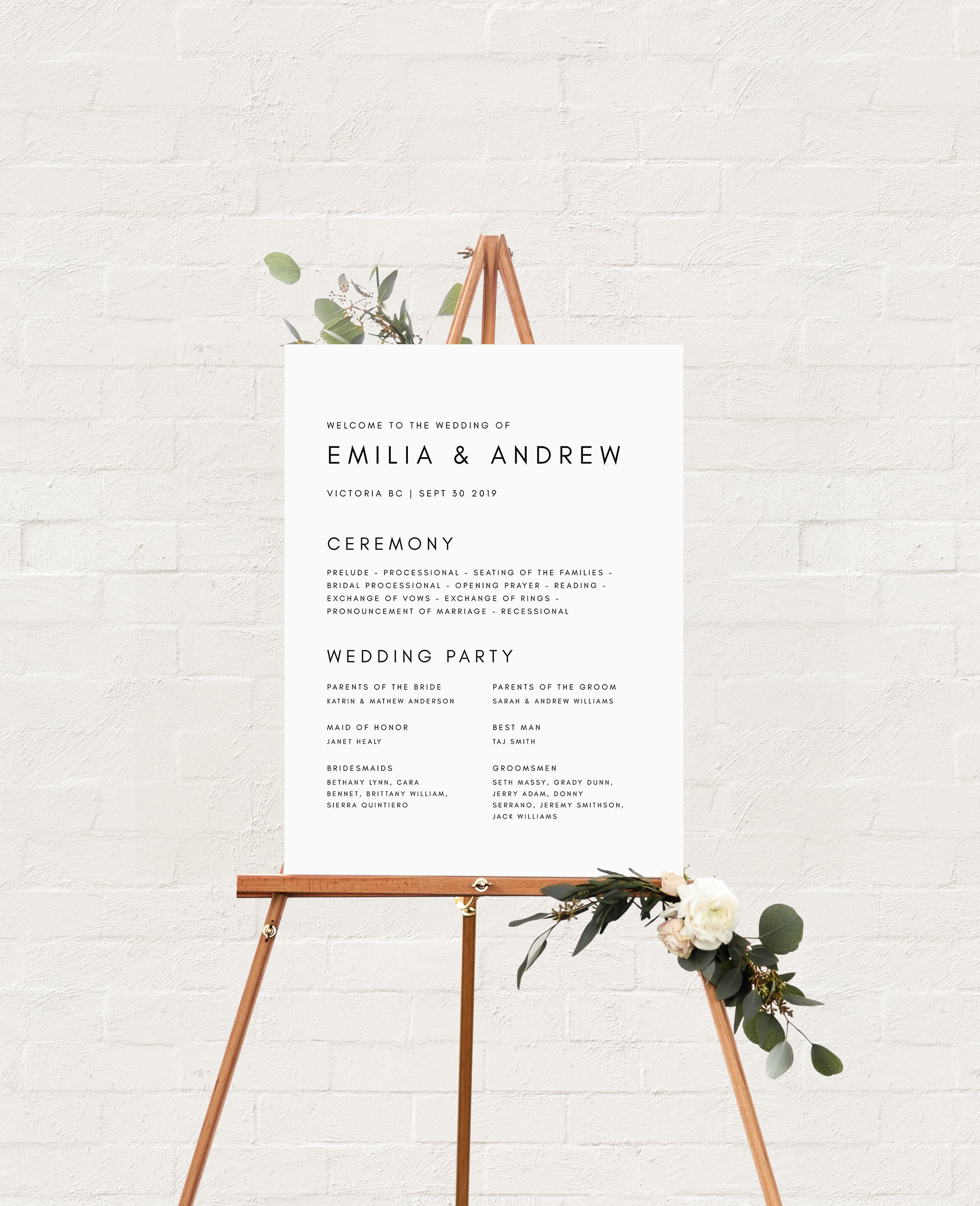 Minimal Wedding Program Sign Simple Wedding Welcome Sign - Etsy