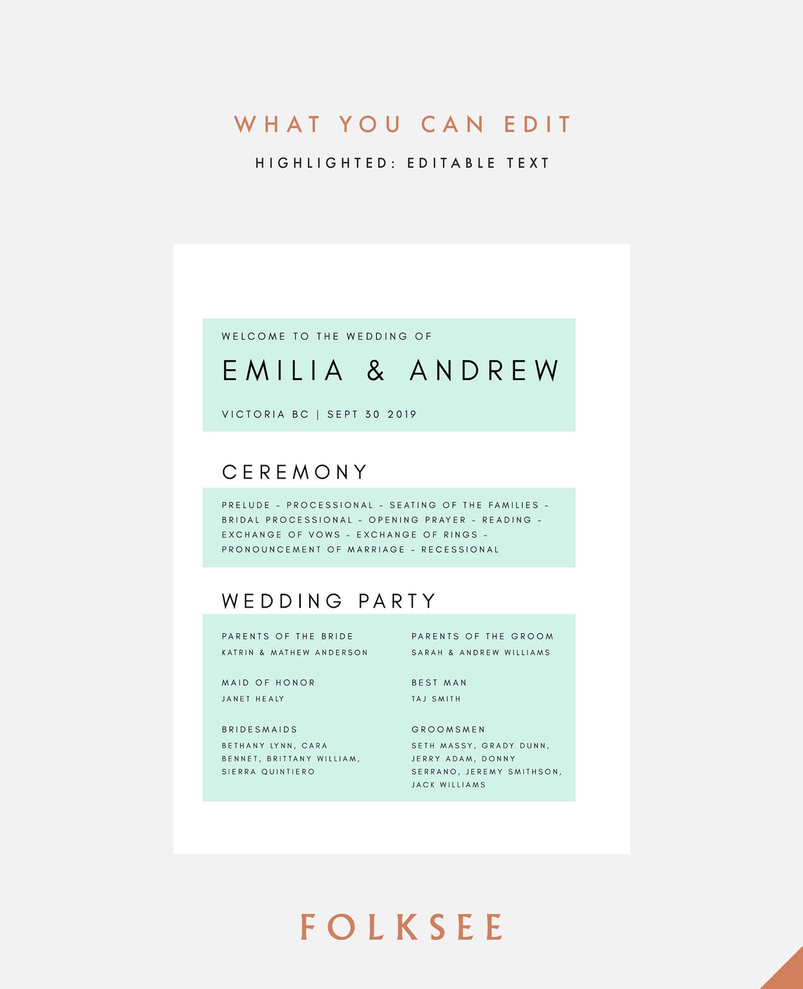 Modern Wedding Program Sign - Wedding Welcome Sign - Wedding Ceremony ...